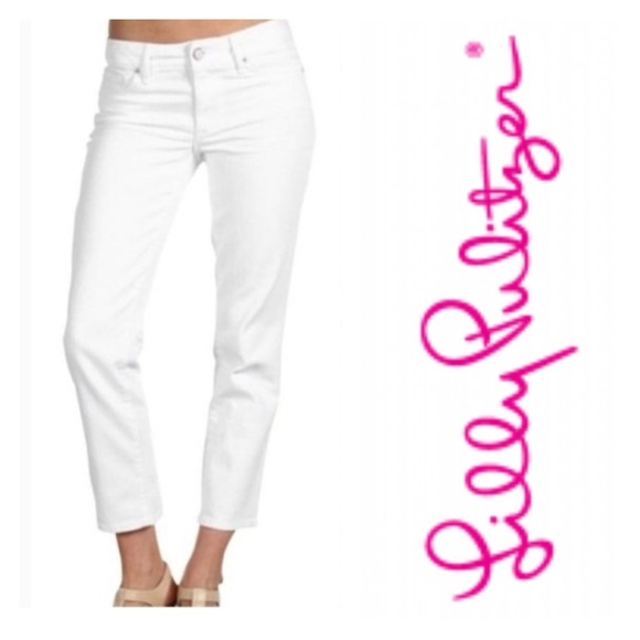 Lilly Pulitzer | Jeans | Lilly Pulitzer Palm Beach Slim Crop White ...